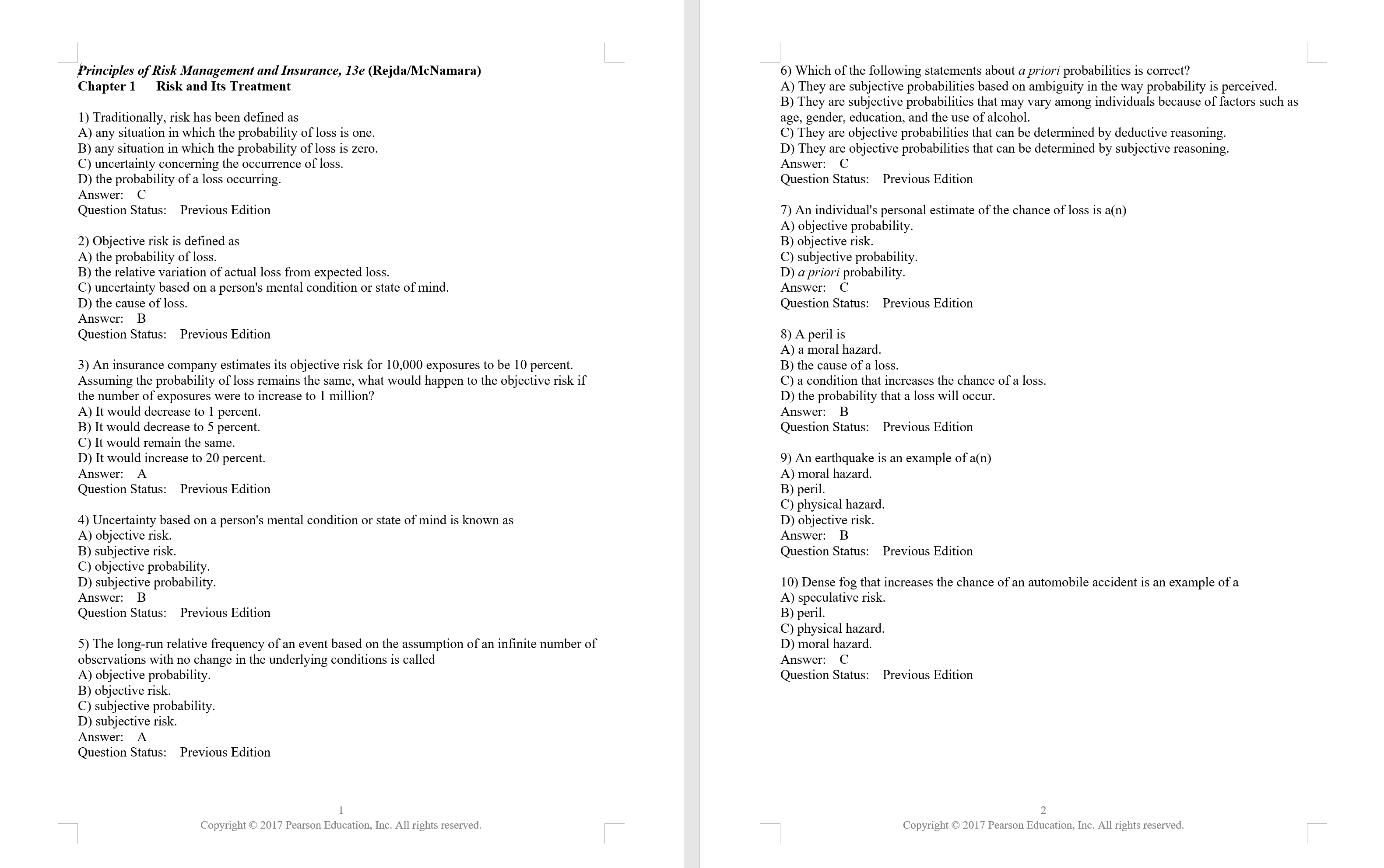 Test bank for Principles of Risk Management and Insurance 13th edition ...